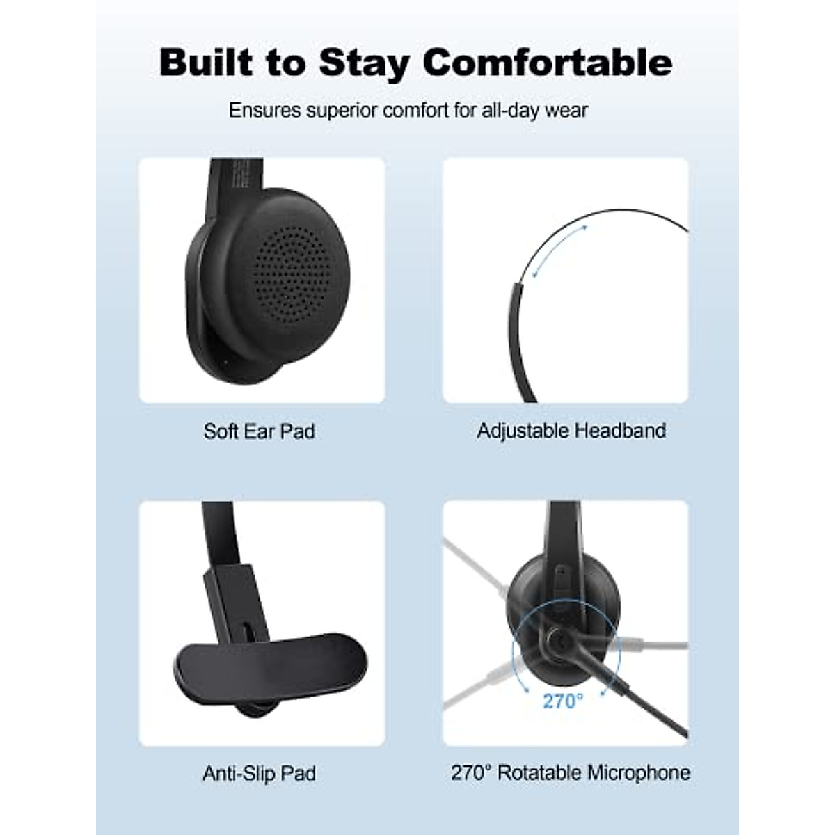 Bluetooth Headset, Sarevile Bluetooth Trucker Headset with Upgraded Microphone Noise Canceling for Trucker, Hand Free Wireless Headset with Adapter for Office Meeting. Widely Compatible for Computer …