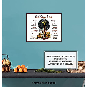 African American Black Wall Art - Religious Spiritual Bible Verse Decor - African American Women, Woman, Girls - Inspirational Christian Scripture Poster - Encouragement Gifts - Positive Affirmations