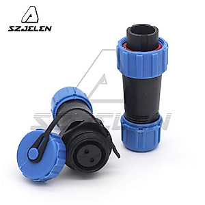 SZJELEN SP13 2pin/3pin/4pin/5pin/6pin/7pin/ 9pin Aviation Cable Connector,IP67 Waterproof Plug Socket,LED Light Equipment Connector (2pin, Pair-Plug(Male)&Socket(Female))