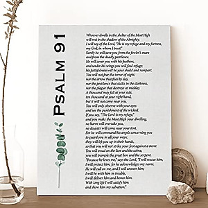 Bible Verse Canvas Wall Art Psalm 91 He Who Dwells In The Secret Place Canvas Print Framed Scripture Painting Artwork Ready to Hang Christian Home Wall Decor 15x11.5 Inches