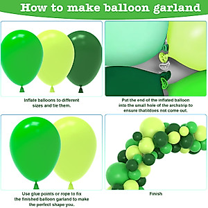 Green Balloon Garland Arch Kit, Kelfara Latex Balloons 109pcs Different Sizes 18/10/12/5 Inch, Party Balloons for Wedding Graduation Anniversary Green Jungle Forest Themed Birthday Party Decorations