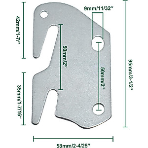 Kyuionty 2 Pcs #10 Bed Frame Hooks Wooden Bed Rail Hook Plates for Headboard Replacement Wooden Bed Parts or New Bed Construction