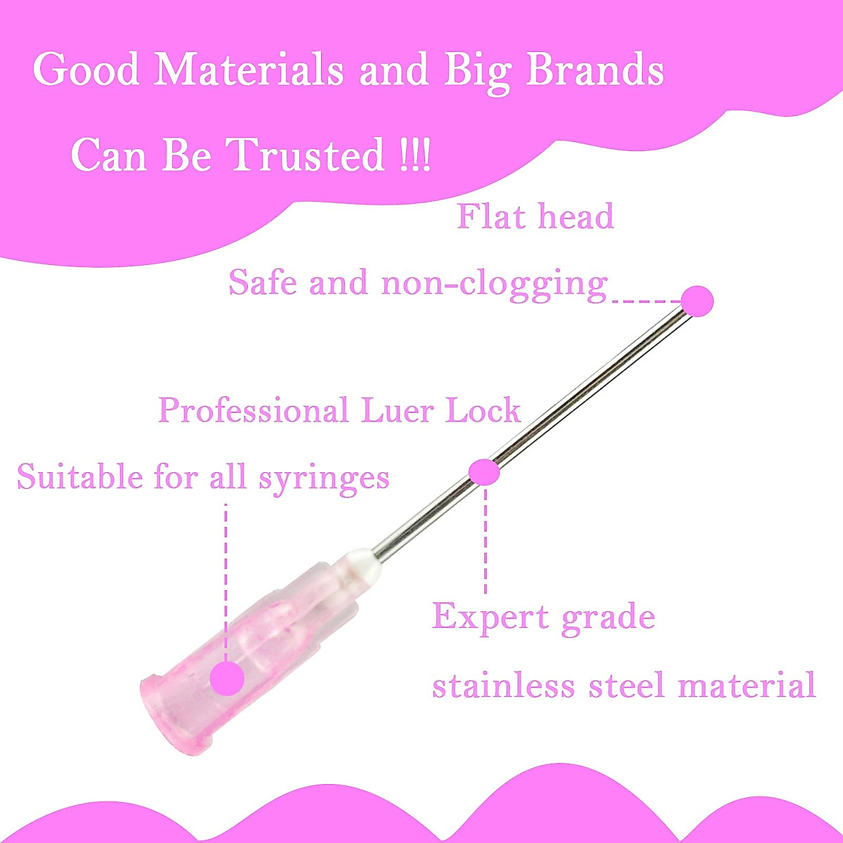 100Pack-18ga 1.5inch(38mm)Dispensing Blunt Needles,Individual Package of Injection Syringe Accessories with Luer Lock,Suitable for Refilling Liquid, Inks,Livestock and Industry