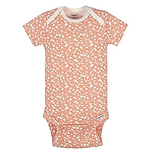 Grow by Gerber Baby Girls 5-Pack Short-Sleeve Onesies Bodysuits, Orange/Yellow/Green/Ivory, Newborn