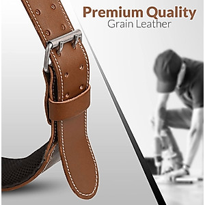 LAUTUS 3-Inch Tapered Padded Work Belt in Heavy Oiled Tanned Leather| 32-Inch to 45-Inch | Brown|