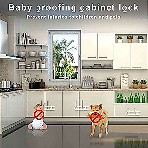Sliding Cabinet Locks for Babies, 6 Packs Upgrade U-Shaped Sliding Child Locks for Cabinets, Child Proof Cabinet Latches, Multi-Purpose Adjustable Baby Proofing Cabinets