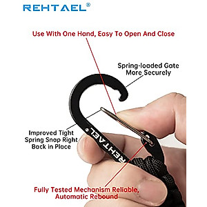 REHTAEL Paracord Keychain with Carabiner for Keys/Knife for Camping/Hiking (4Pack;2BlackBlue+2BlackOrange)