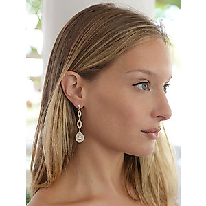 Mariell Gold Wedding Earrings, Cubic Zirconia Dangle Earrings for Bride, Bridesmaids, Gold Bridal Earring