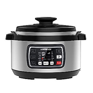 GoWISE USA GW22708 Ovate 8.5-Qt 12-in-1 Electric Pressure Cooker Oval with Slow Cook, Rice, Yogurt, Egg, Saute, Steamer, Keep Warm Functions + Accessories & Recipes, Stainless Steel