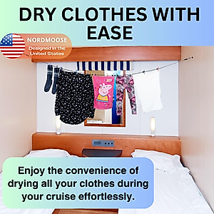 Magnetic Clothesline for Cruise Ship Cabin Approved - Strong Rubber Coated Non-Scratch Magnets, Travel Clothesline for Cruise Ship