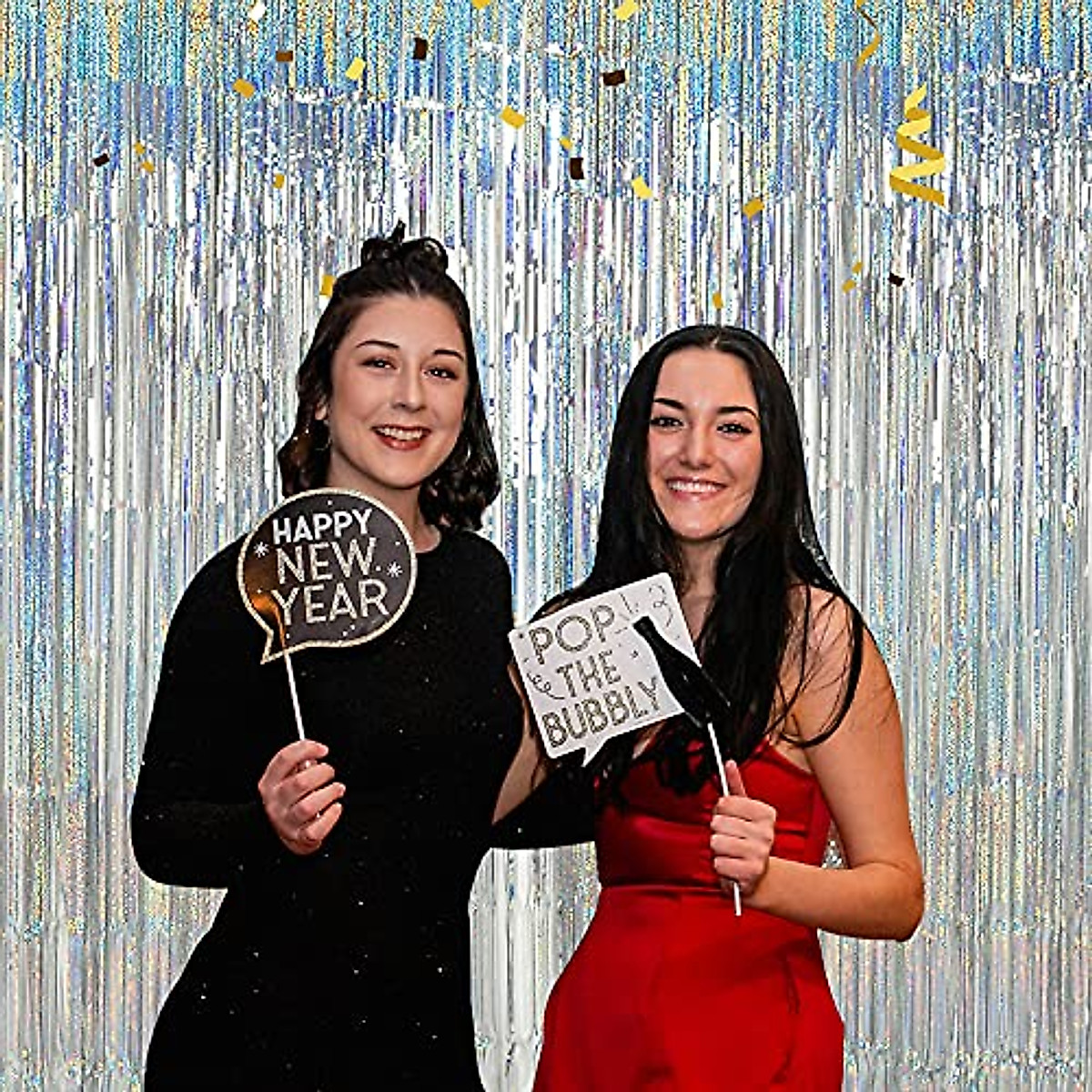 3 Pcs Sliver Metallic Foil Curtains,3.28ft x 6.56ft Laser Glitter Fringe Rain Curtain Shine Photo Booth Backdrop Tinsel Curtain Streamer for Wedding Christmas New Year Baby Shower Bachelorette Party