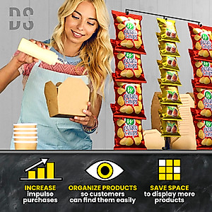 DS THE DISPLAY STORE Black 3-Row Potato Chip Rack Display Stand with 39 Clips, Snack Retail Display Rack, Chip Stand Display for Party, Countertop Chip Bag Holder, Snack Display for Counter