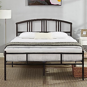 VECELO Full Bed Frame with Headboard and Footboard, 14 Inch Metal Platform Mattress Foundation, Sturdy Premium Steel Slat/No Box Spring Needed