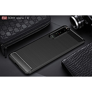 CruzerLite Case Compatible with Sony Xperia 1 III Case, Carbon Fiber Texture Design Cover Anti-Scratch Shock Absorption Case for Sony Xperia 1 III (Black)