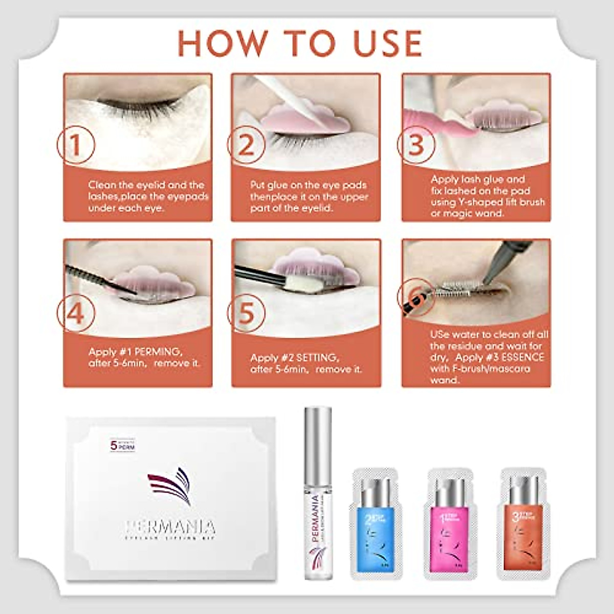 PERMANIA Lash Lift Kit,Lash Perm Kit, Fast Eyelash Lifting 5 Minutes DIY at Home with Strong Glue Disposable Sachet Lash Perming Kit Last 8 Weeks（30pcs）