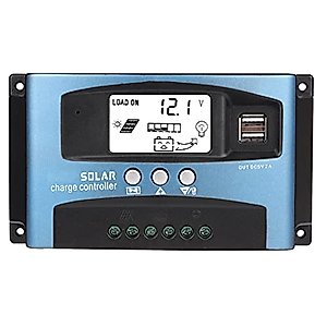 Solar Charge Controller, MPPT Solar Charge Controller 12v/24v Current Auto Focus MPPT Tracking Charge with LCD Display Dual USB Solar Regulator Charge Controller Multiple Load Control Modes (100A)