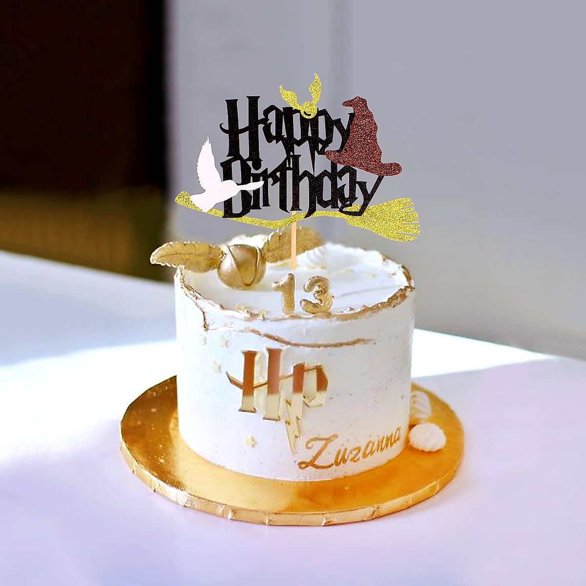 ZpiLkes Magical Wizard Inspired Cake Topper Magic Wizard Inspired Happy Birthday Party Cake Decoration Supplies for Birthday Party Decor Boy Girl Gifts