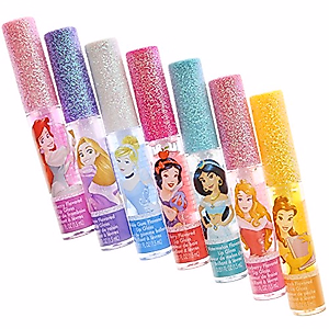 Townley Girl Disney Princess Super Sparkly Lip Gloss Set, 0.05 Fl Oz (Pack of 7)