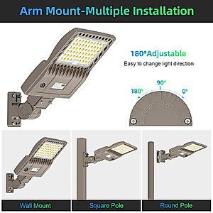 200W LED Parking Lot Light 28000LM with Arm Mount UL DLC Listed, 5000K Shoebox Pole Light AC100-277V, IP65 Waterproof Commercial Street Area Lighting for Driveway/Roadway/Yard, Replace 800W HID HPS