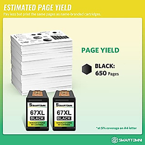 S SMARTOMNI 67XL Black Ink Cartridge High Yield Replacement for HP 67 XL Combo Pack for HP Deskjet 2723 2752 2755 2722 Plus 4122 4155 Envy 6030 6052 6055 6075 Pro 6430 6455 6458 (2 Pack, Black)