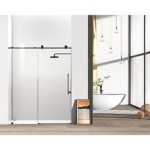 Elegant Kitchen and Bath SD101-6076MBK Frameless Shower Door 60 x 76 Matte Black