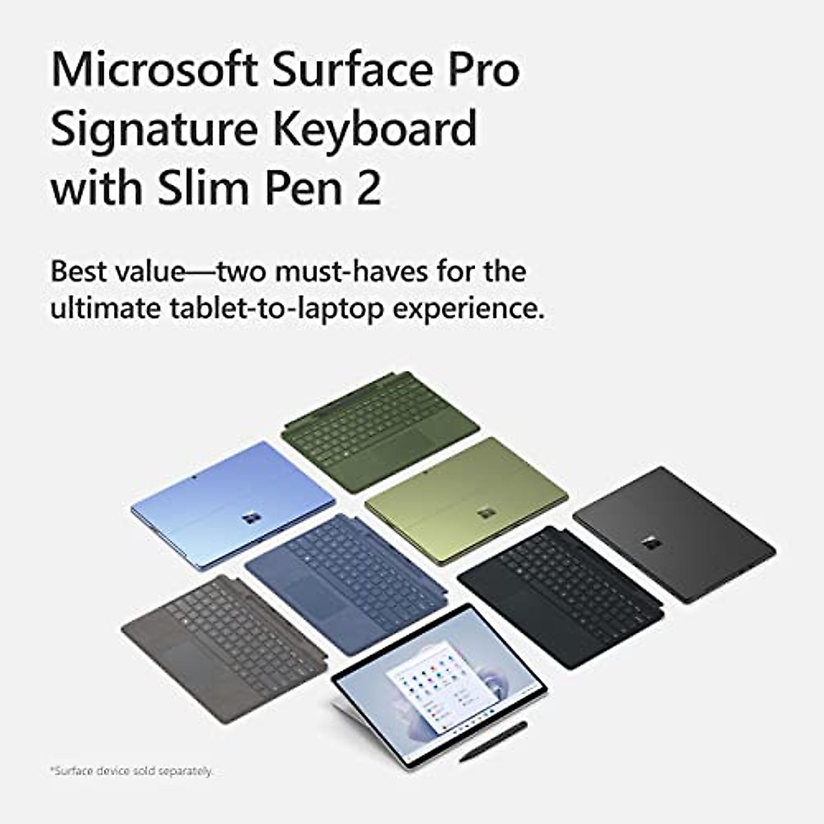 Microsoft Surface Pro Signature Keyboard with Slim Pen 2 Bundle, Forest Colour Keyboard