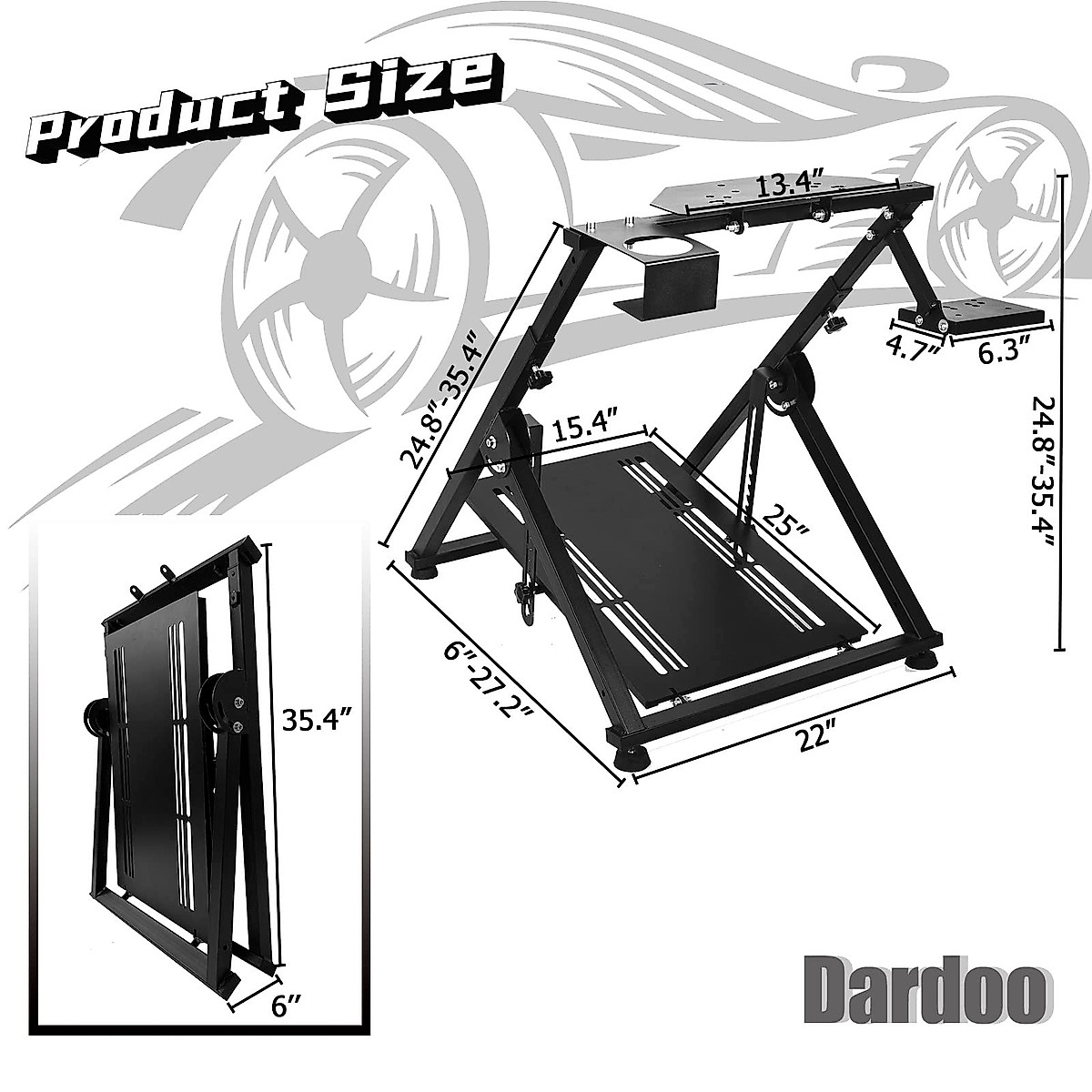 Dardoo X Frame Foldable Racing Steering Wheel Stand Fit for Logitech G27 G25 G29 G920 T300RS Tilt Adjustable Racing Simulator Without Steer Wheel, Shifter and Pedals