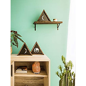 Dahey Moon Shelf Wall Mounted Moon Wall Decor Crystal Display Shelf Hanging Storage and Rustic Wall Moon Phases Decor Wood Moon Signs for Living Room Bedroom Bathroom Kitchen Witchy Room Decor