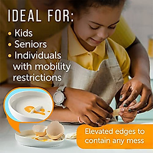 [1 Pack] Dual Purpose Egg Cracker Tool & Spoon Rest for Kitchen Counter - Simple Use Egg Breaker Tool Contains the Mess - Ceramic & Stylish Spoon Holder for Kitchen Counter