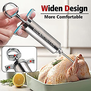 BBQ Monster Meat Injector Syringe Kit with 4 Professional Marinade Injector Needles and Travel Case for BBQ Grill Smoker, Turkey, Brisket; 2-oz Capacity; Paper User Manual and E-Book (PDF)