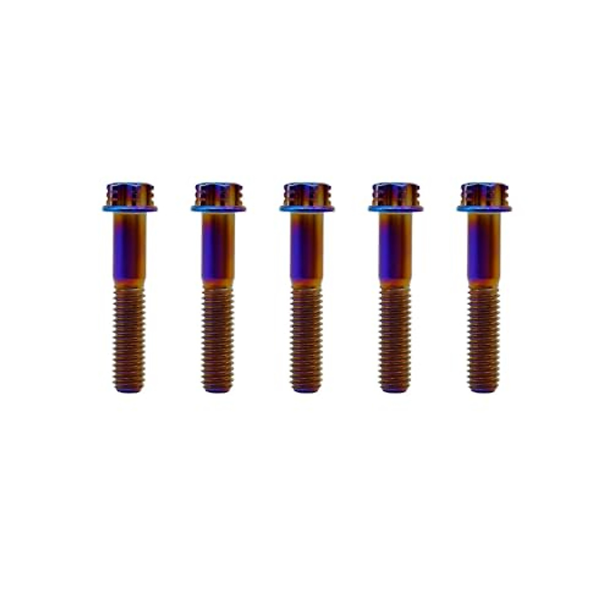 RISON Titanium Bolts M10*1.25 * 35 Torx Titanium Bolts for Motorcycles Hex Head Dual Drive Burnt Blue Titanium Flange Bolt Pack of 5