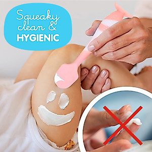 Bumco Baby Bum Brush - BPA-Free Diaper Cream Spatula with Suction Cup Base, Soft & Flexible Silicone, Wipe-Clean, Mom-Invented Diaper Bag Essentials (Light Pink Swirl)