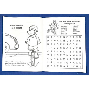 ZOCO - Bike Safety - Educational Coloring Books (25 Bulk Pack, Without Crayons) - Bicycle Rules, Road, Helmet Safety - Games, Puzzles, Activities for Kids