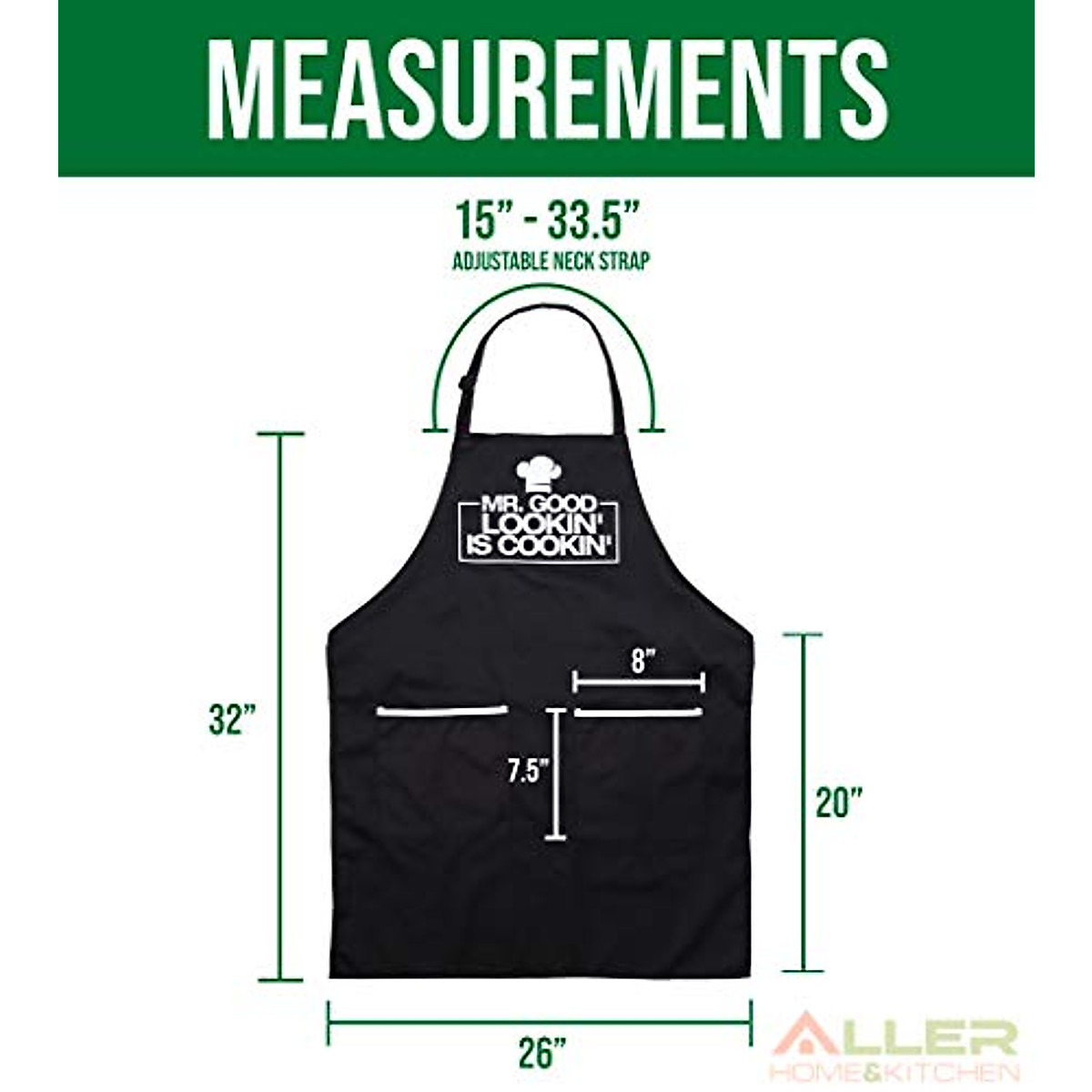Funny Apron for Men - Mr. Good Looking is Cooking - BBQ Grill Apron for a Husband, Dad, Boyfriend or any Friend that Cooks Like a Master Chef by Aller Home and Kitchen (Mr. Good Looking is Cooking)