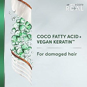 DOVE MEN + CARE Real Bio-Mimetic Care Shampoo & Conditioner Reconstruct 2 Count For Damaged Hair Sulfate Free Shampoo & Silicone-Free Conditioner with Coco Fatty Acid + Vegan Keratin 10 Oz