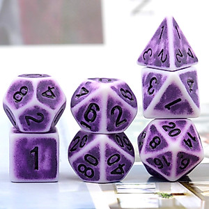 Haxtec Ancient DND Dice Set 7PCS Purple Polyhedral Dice for Dungeons and Dragons Pathfinder RPG