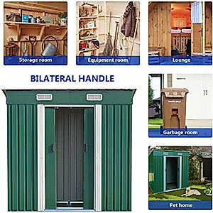 BAHOM Metal Outdoor Storage Shed 6X3.5 FT, Tool Shed Storage House with Sliding Door, Garden Tools Organizer with Vent, for Bike, Garbage Station, Utility, Lawn Backyard, Patio, Two Packages