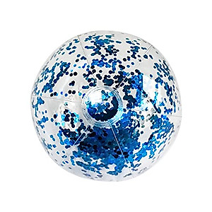 Utoimkio 16 Inch Giant Inflatable Beach Ball Swimming Pool Ball, Bling Bling Glitter Sparkle Sequin Beach Floatable Balls for Summer Holiday Parties Favors, Outdoor Water Fun Toys (Color A)