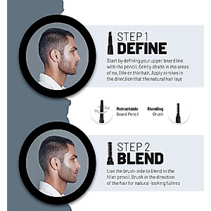 VOID Homme Beard Pencil Filler for Men (Black, Set of 4) - Instant Full Beard Pen Kit with Easy Liner and Waterproof Filling Pencil