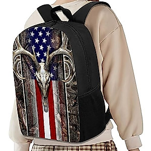 AFPANQZ Boy's Schoolbag Bookbag Cool Deer Skull and Flag Design Backpack for Teenagers Large Casual Daypacks Rucksack for Middle School Kids Backpack