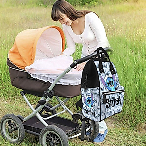 Gearbest Cartoon Cute Stitch Diaper Bag Backpack For Mom Baby Bags Waterproof Large Capacity Multi-Function Unisex, One Size