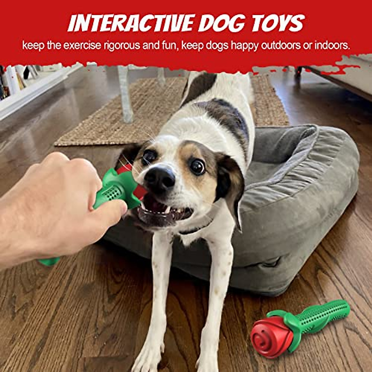 ucho Dog Chew Toys for Aggressive Chewers, Rose Dog Toys for Small Meduium Large Dogs, Interactive Dog Chew Toys for Training and Cleaning Teeth