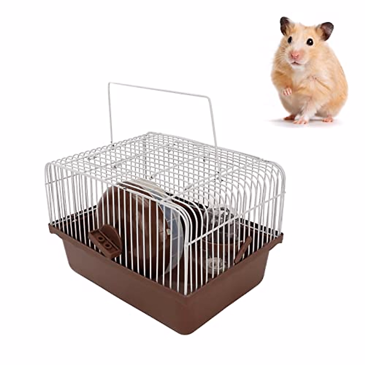 Hamster Cage Portable Outdoor Exercise Yard Fence Top Cover Anti Escape,Hamster Cage Breathable Portable Small Animal House with Water Bottle Bowl Running Wheel for Guinea Pig