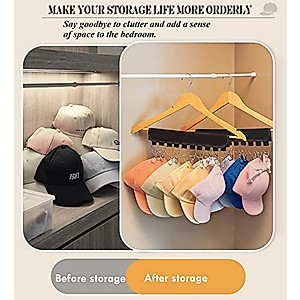 XINHUISHQZ Cap Organizer Hanger,Hat Organizer Holder for Hanger & Room Closet,10 Large Stainless Steel Hat Storage Clips, for Hang Baseball Hats, Ball Caps, Winter Beanie & Accessories (Black-1Pack)
