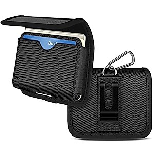 Cell Phone Holster for Samsung Galaxy Z Flip, Samsung Z Flip 3, Samsung Z Flip 4, Z Flip 5 Men Belt Clip Holster Card Slot Pouch Motorola Razr, Black