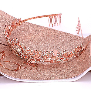 Bride To Be Sash & Bride Crown Kit, CIEHER Bridal Shower Decorations Rose Gold Bachelorette Party Decorations Queen Princess Crown for Women Girls, Bridal Tiara Gifts for Bride Crytal Crown and