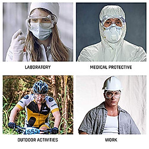 WOOLIKE Safety Goggles Medical Goggles Fit Over Eyeglasses Anti-Fog Safety Glasses Clear Lab Goggles chemistry Protective Eyewear ANSI Z87.1