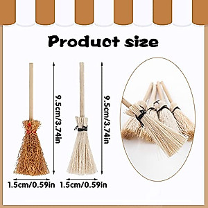 Cobee Dollhouse Miniature Broom, 10Pcs Mini Straw Broom Doll House Furniture Decor Witches Prop Broom Dollhouse Accessories Party Supplies