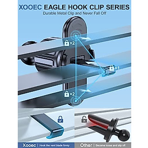Xooec Car Phone Holder Mount, [Horizontal & Vertical Vents Friendly] Universal Stable Air Vent Cell Phone Car Mount with Metal Hook Clip for iPhone 14 13 12 11 Pro Max Samsung Galaxy Note S21 Ultra