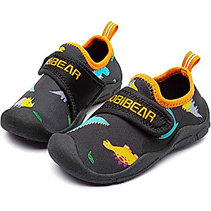 WOUEOI Toddler Boys Aqua Water Shoes Breathable Girls Sport Beach Walking Shoes Lightweight(Black/Orange AS,6.5 Toddler)